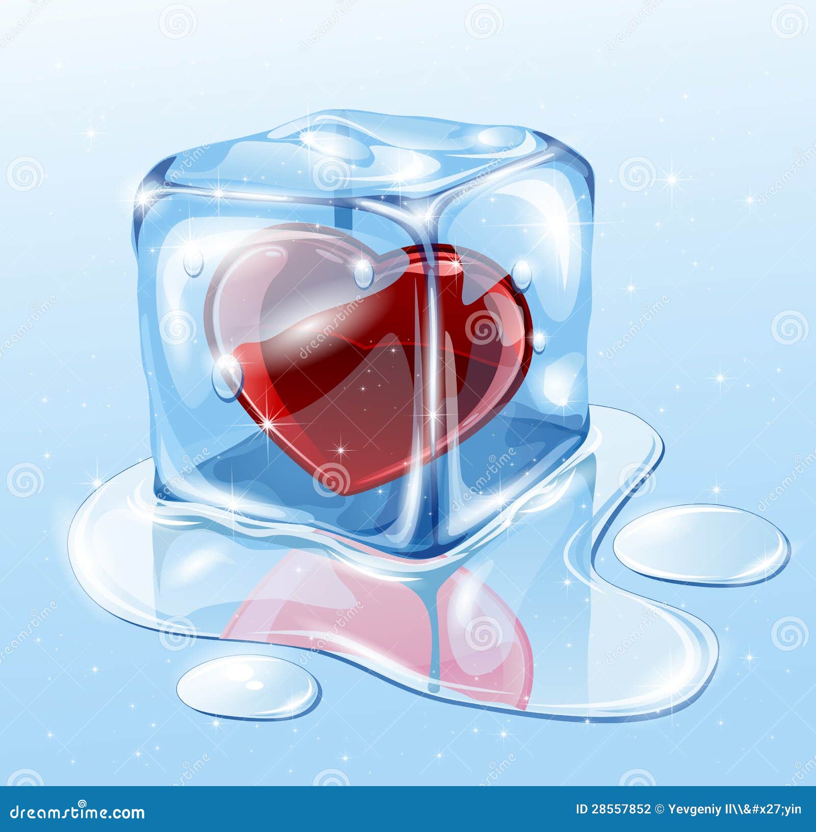 Ice cube with heart stock vector. Illustration of drop - 28557852
