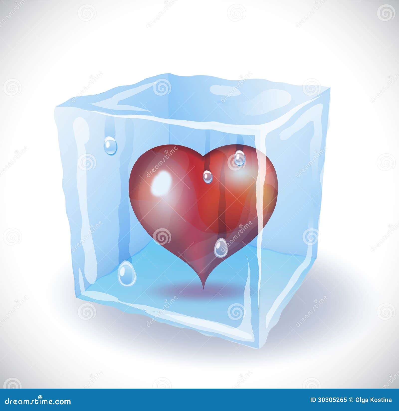 Ice cube with heart stock vector. Illustration of refreshment - 30305265