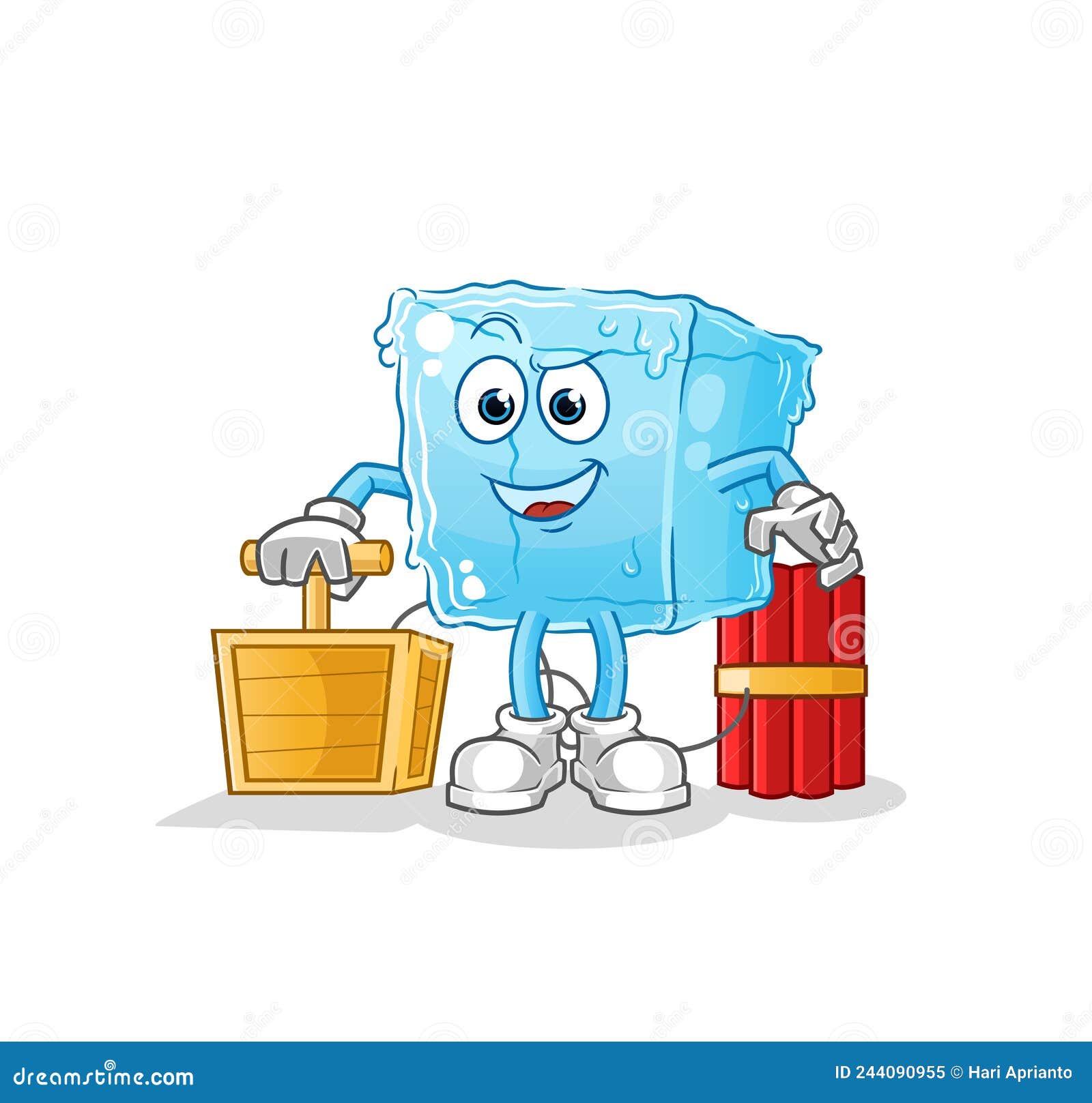 Ice Cube Holding Dynamite Detonator. Cartoon Mascot Vector Stock Vector ...