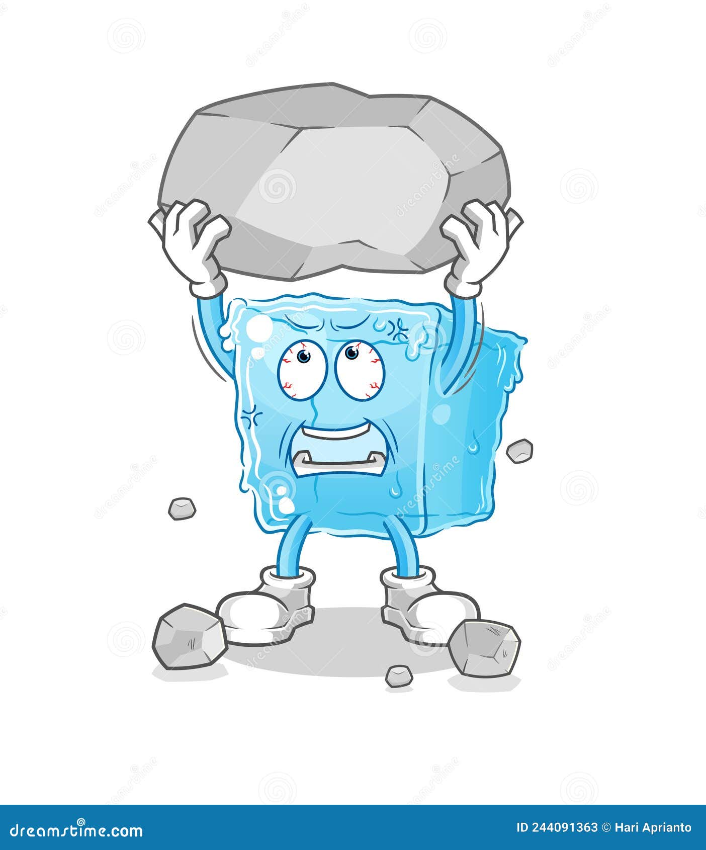 Ice Cube Lifting Rock Cartoon Character Vector Stock Vector ...