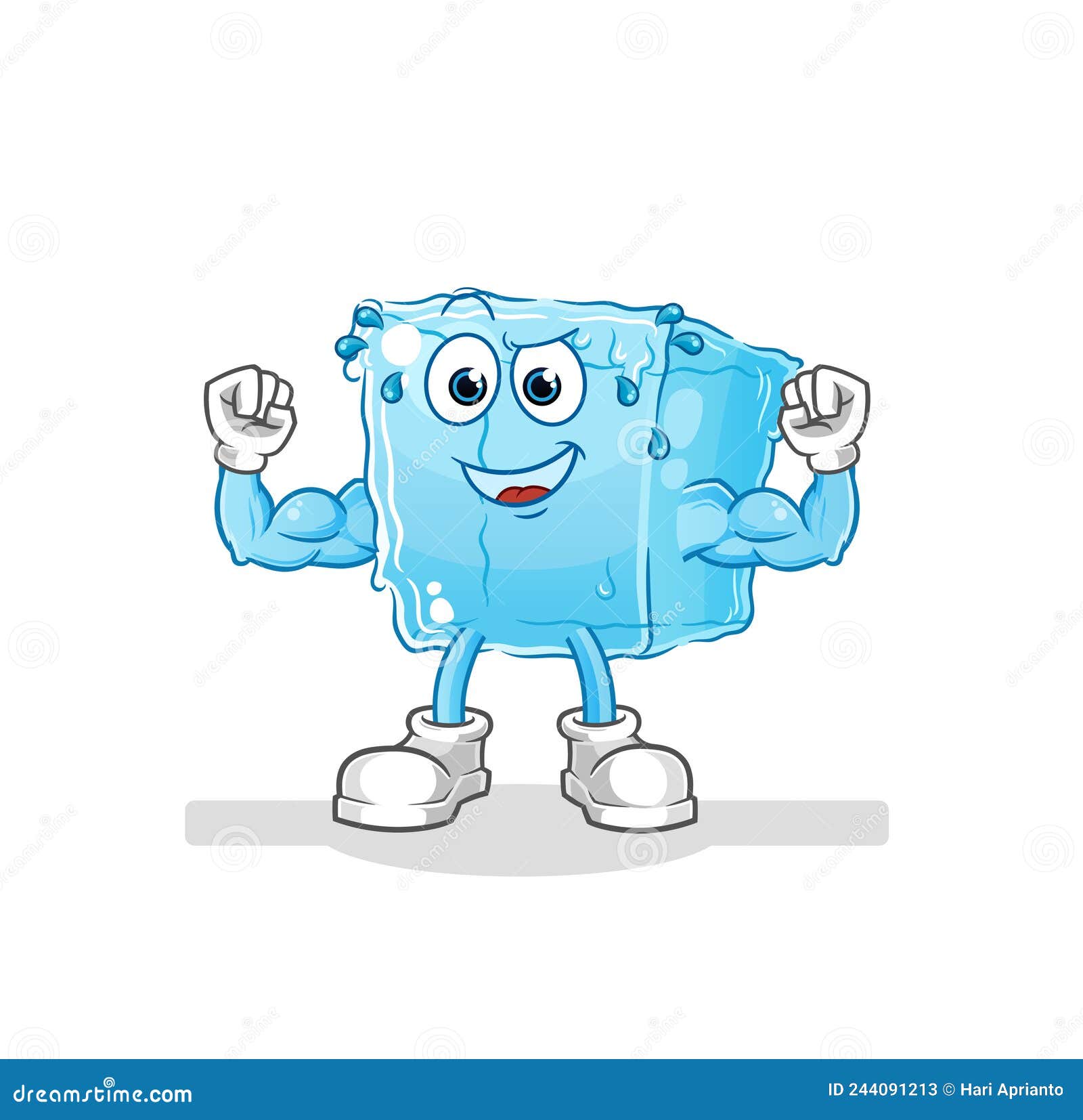 Ice Cube Muscular Cartoon. Cartoon Mascot Vector Stock Vector ...