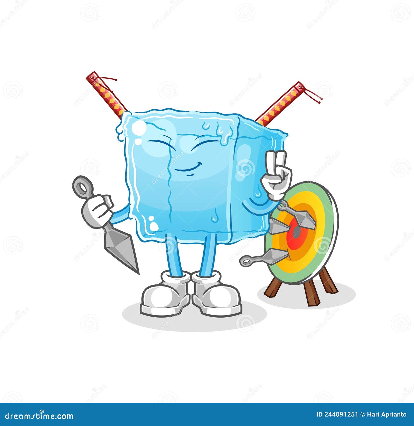 Ice Cube Ninja Cartoon. Character Vector Stock Vector - Illustration of ...