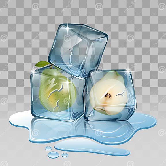 Ice cube with pear stock vector. Illustration of pear - 84409421
