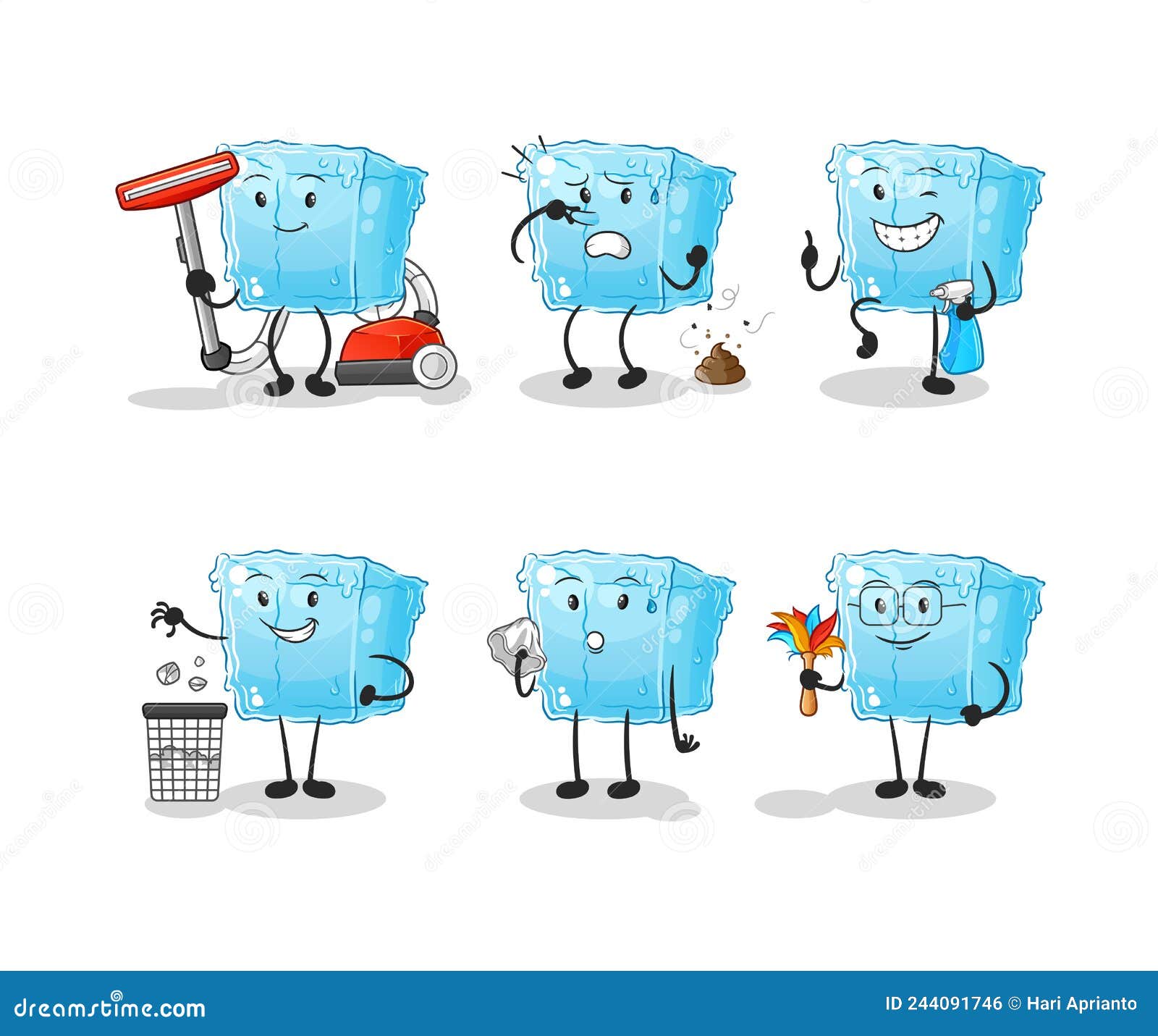 Ice Cube Postman Set Character. Cartoon Mascot Vector Stock Vector ...