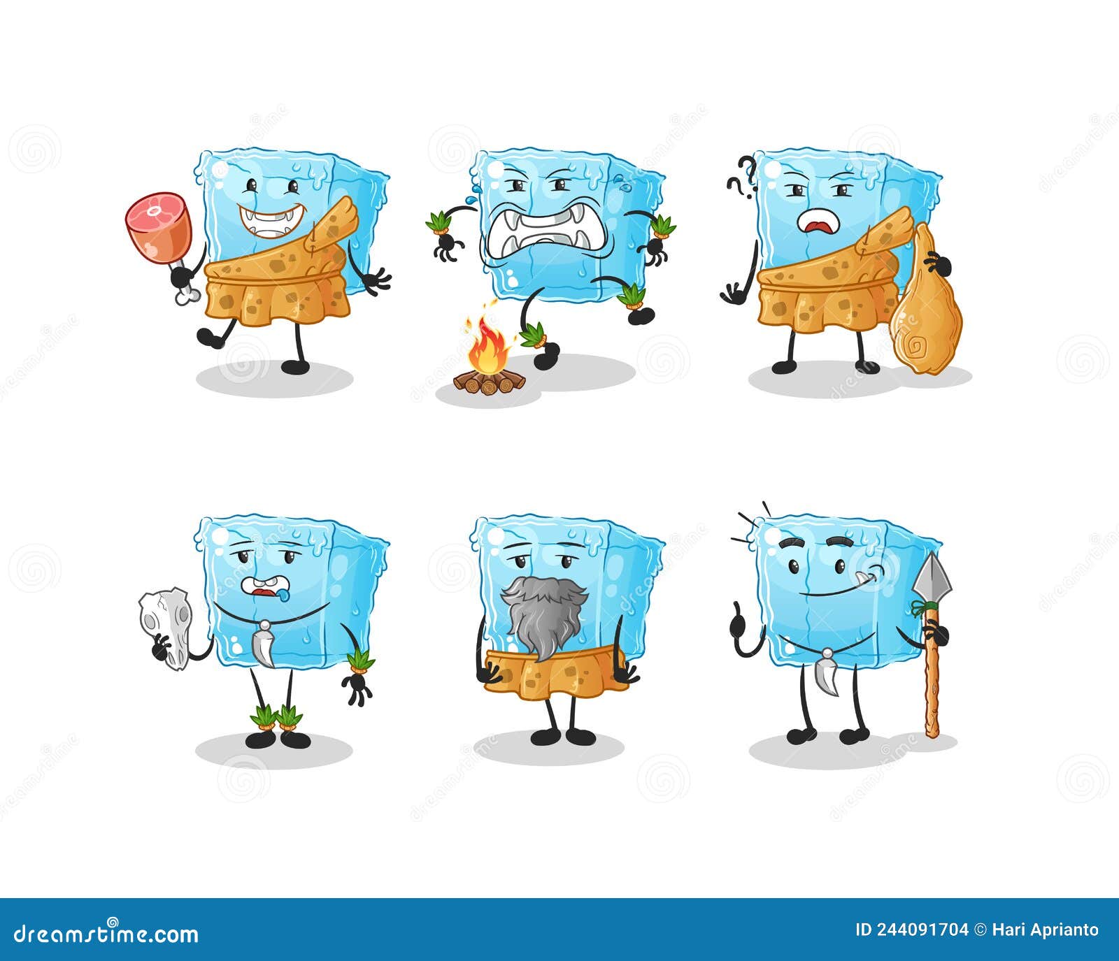 Ice Cube Primitive Man Group Character. Mascot Vector Stock Vector ...