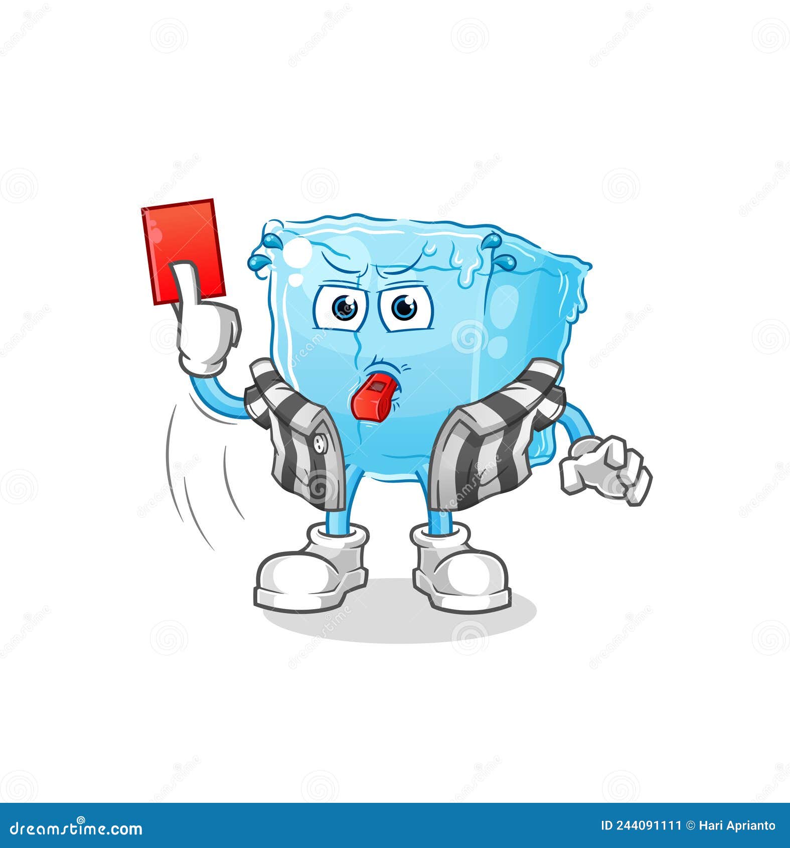 Ice Cube Referee with Red Card Illustration. Character Vector Stock ...