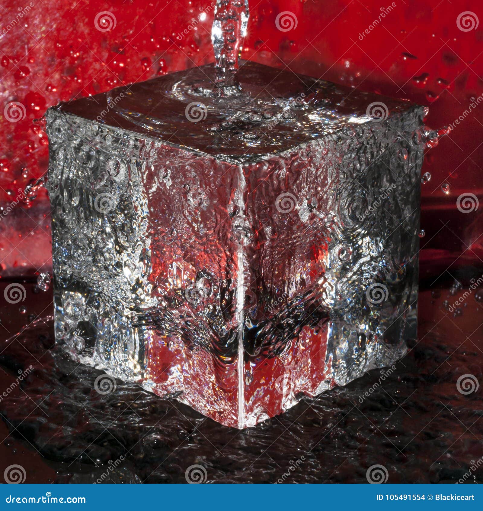Ice Cube with Running Water Stock Photo - Image of cube, liquid: 105491554