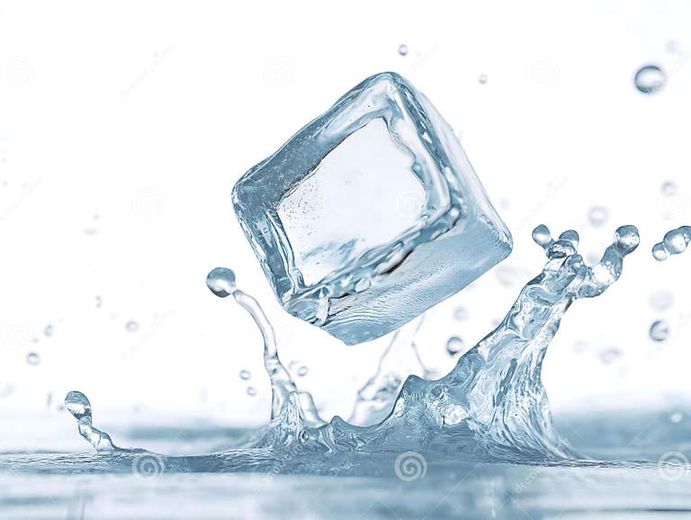 An Ice Cube Splashing into Water, Creating a Dynamic and Visually ...