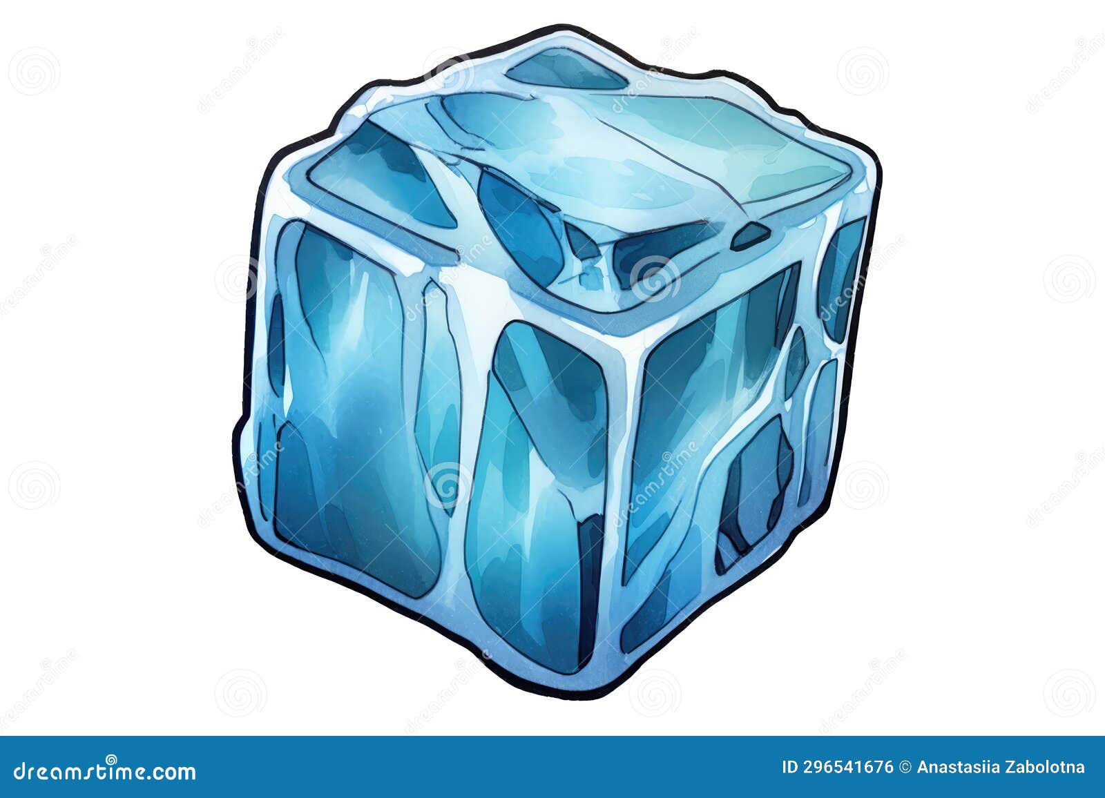 Ice Cube Sticker on Isolated White Background Stock Illustration ...