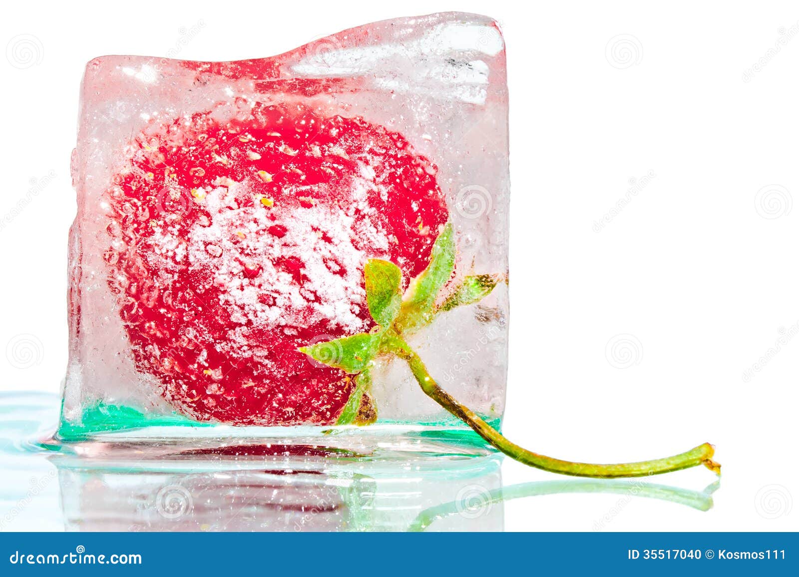 Ice cube with strawberry stock photo. Image of fruits - 35517040