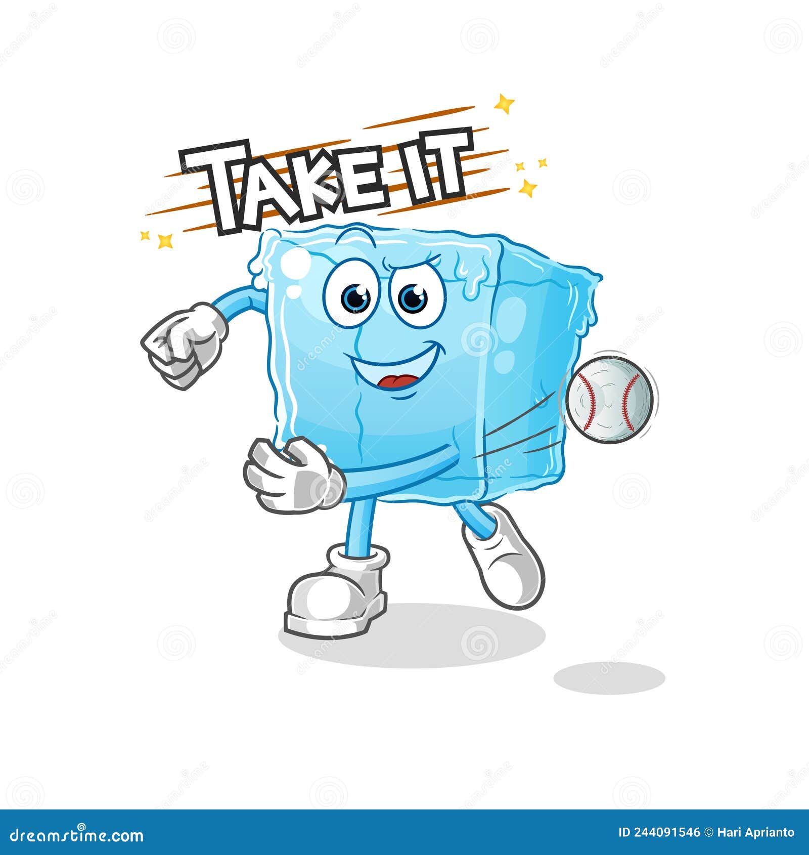 Ice Cube Throwing Baseball Vector. Cartoon Character Stock Vector ...