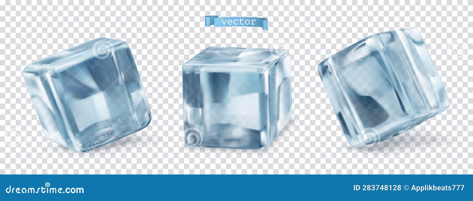 Ice Cube with Transparent. 3d Vector Realistic Set of Objects Stock ...
