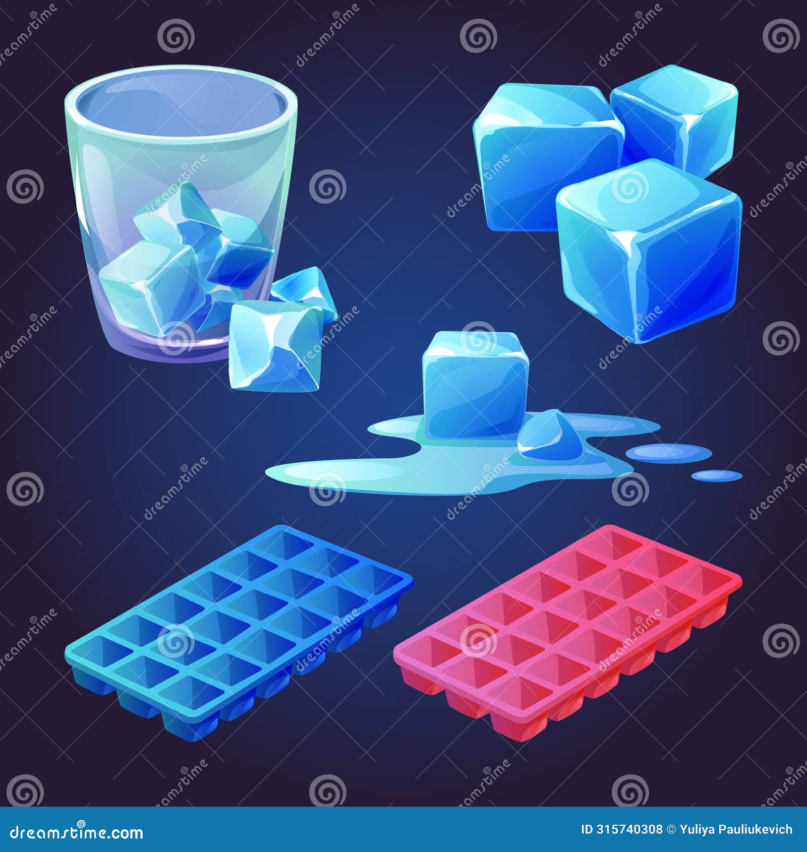 Ice Tray, Mold. Cold Frozen Icy Blocks In Half Empty Silicon Container, Form. Plastic Box ...