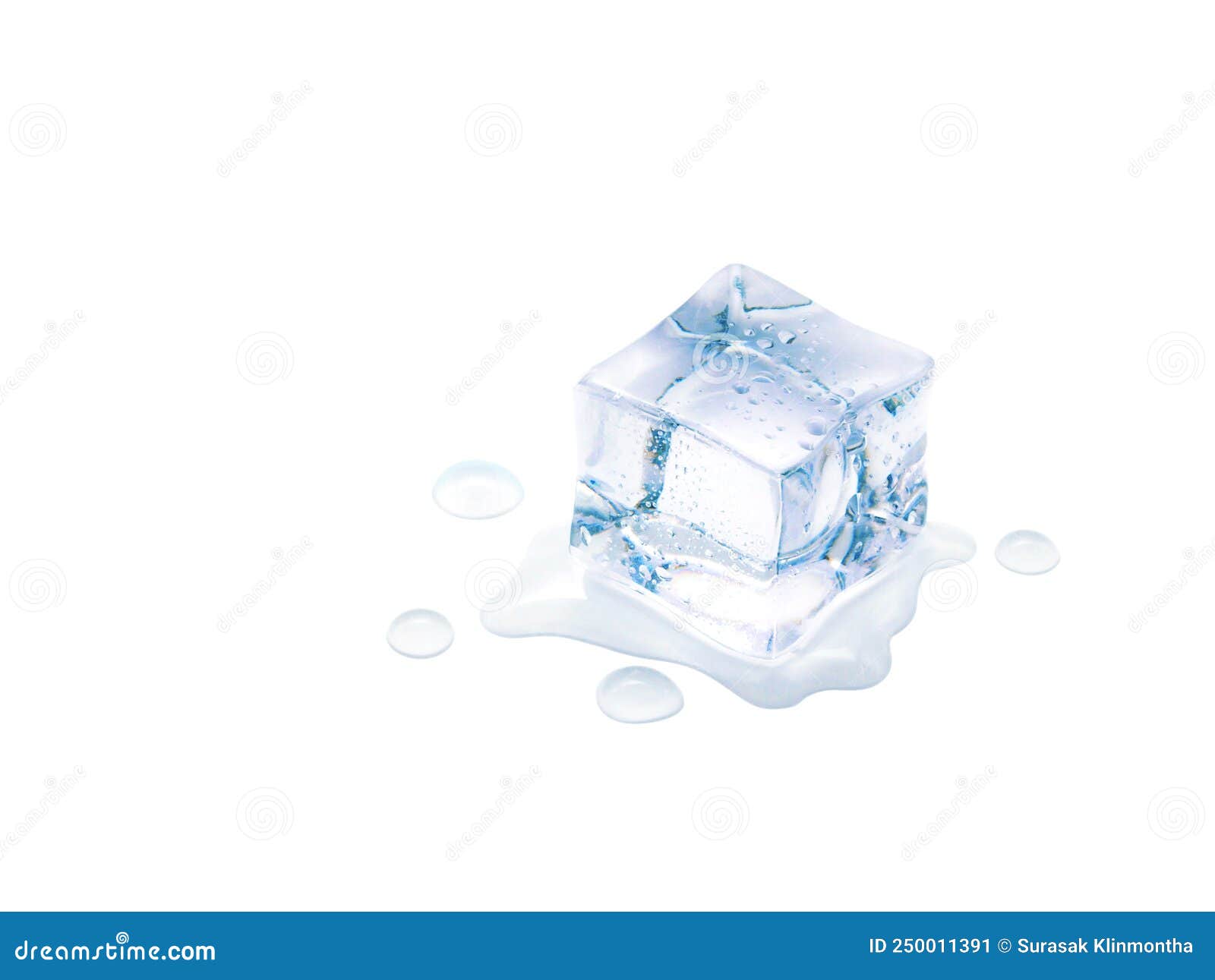 Clear Ice Cubes In A Bowl On A Pink Background With Melting Water ...