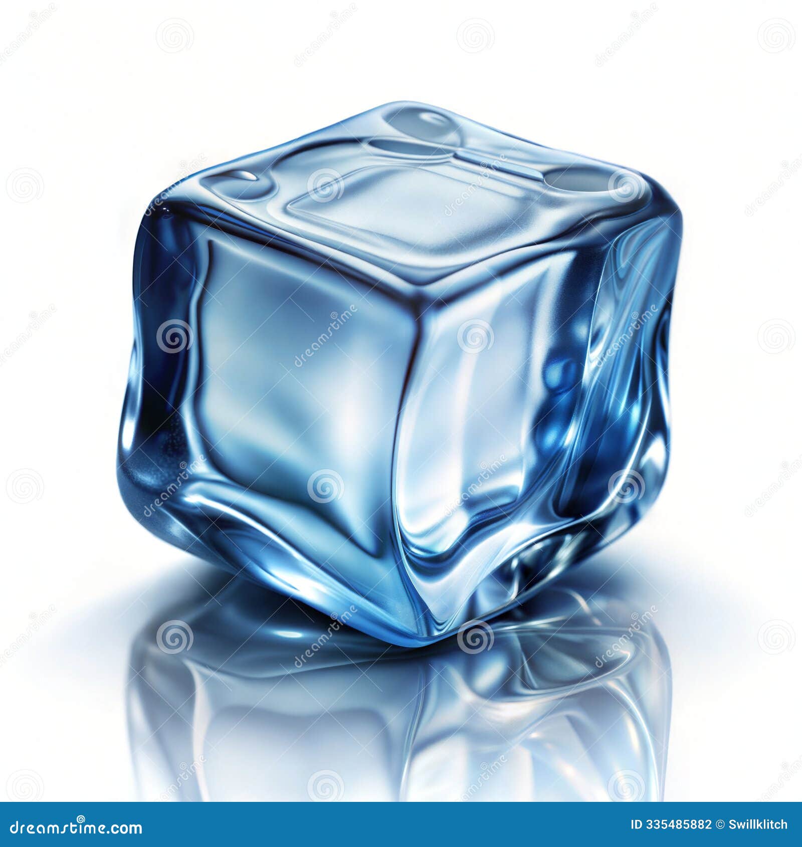 Ice Cube on White Background with Reflection Stock Photo - Image of ...