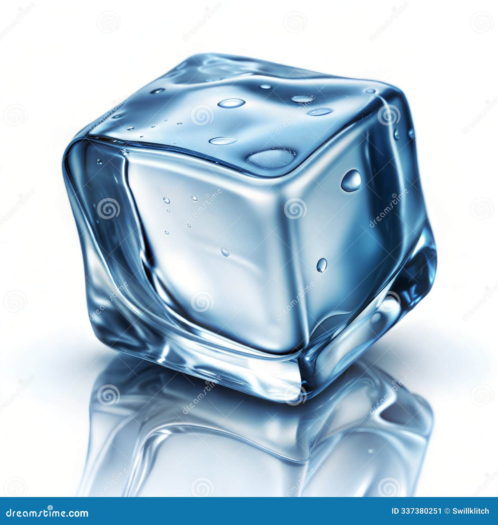 Ice Cube on White Background with Reflection Stock Image - Image of ...
