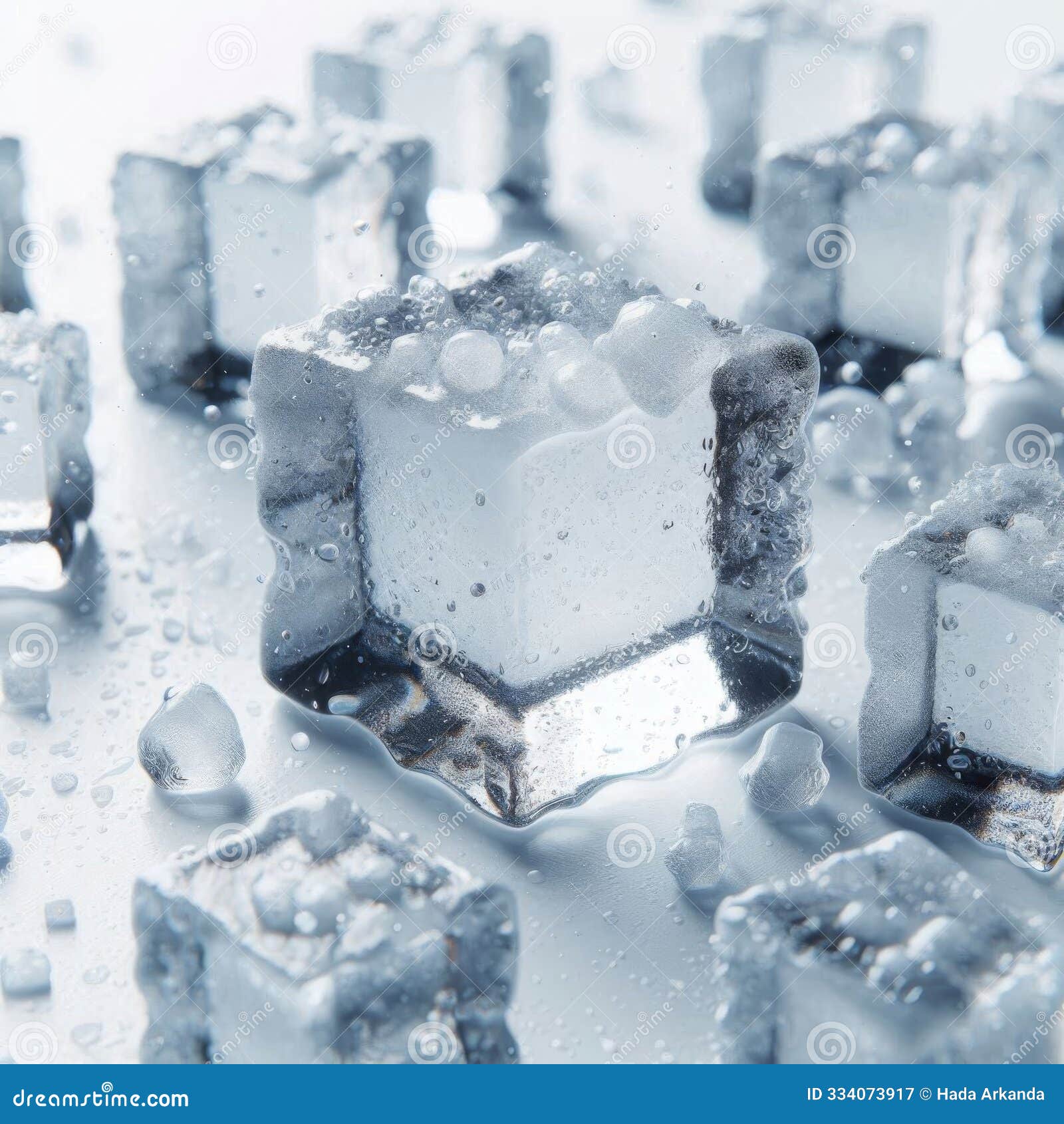 Ice Cubes Arranged in a Pattern on a White Background Stock ...