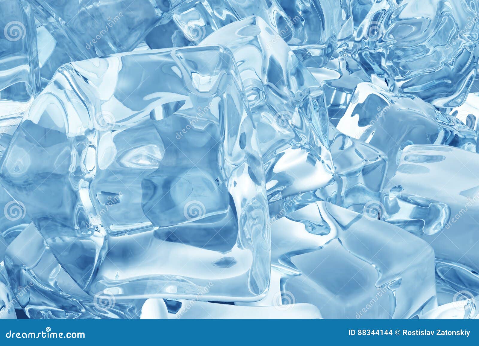 Ice Cubes Background, Pile of Blue Ice Cubes. 3d Rendering Stock ...