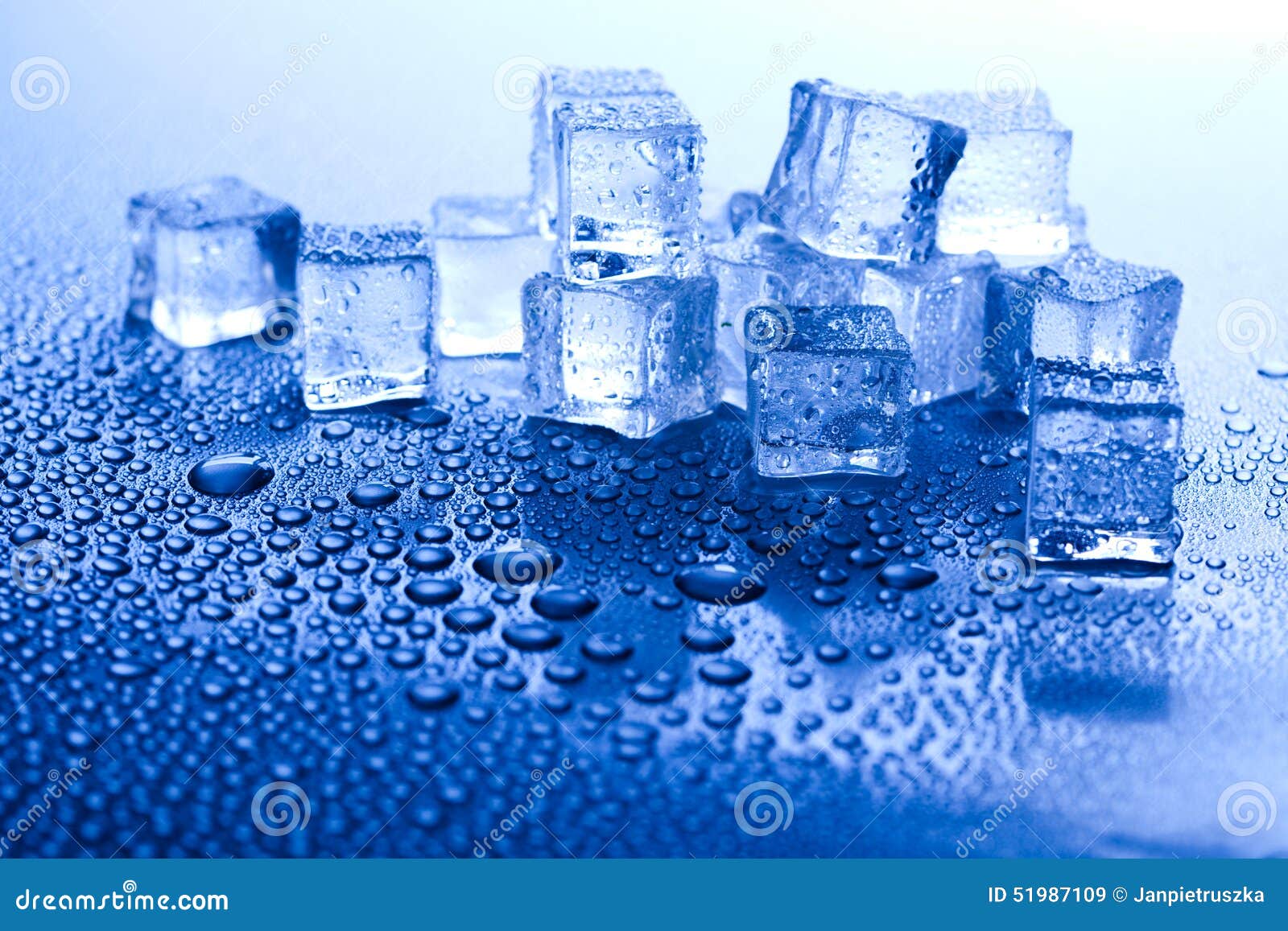 Ice Cubes on Blue Background Stock Image - Image of frost, blue: 51987109