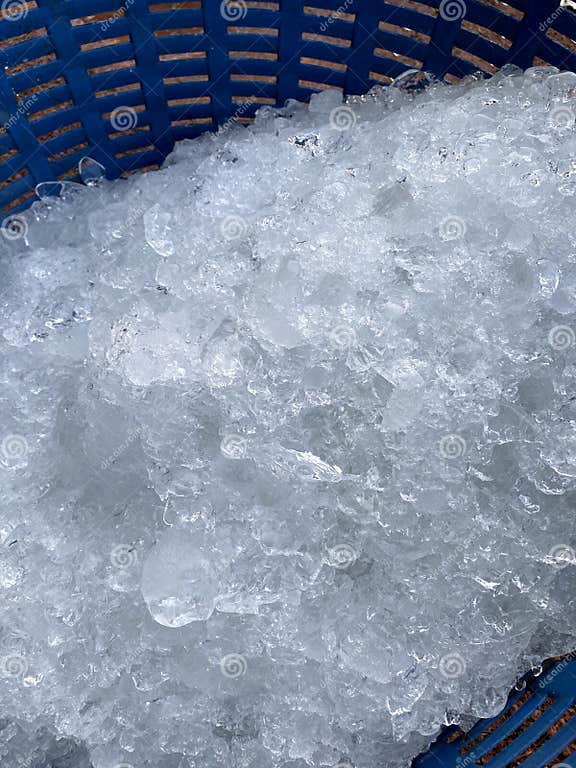 Ice Cubes on the Blue Basket Stock Photo - Image of frozen, cubes ...