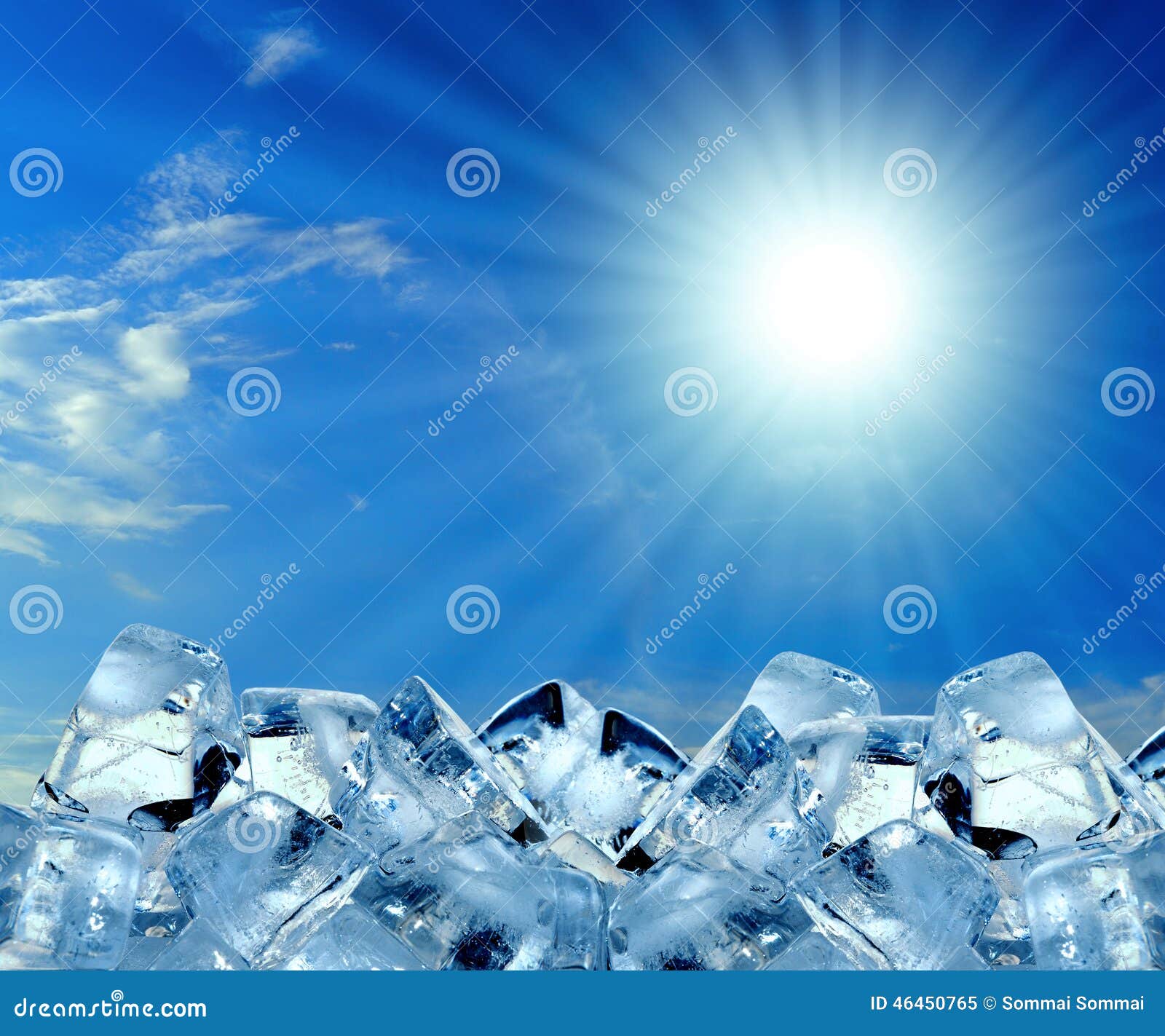 Ice cubes in blue sky stock image. Image of freeze, macro - 46450765