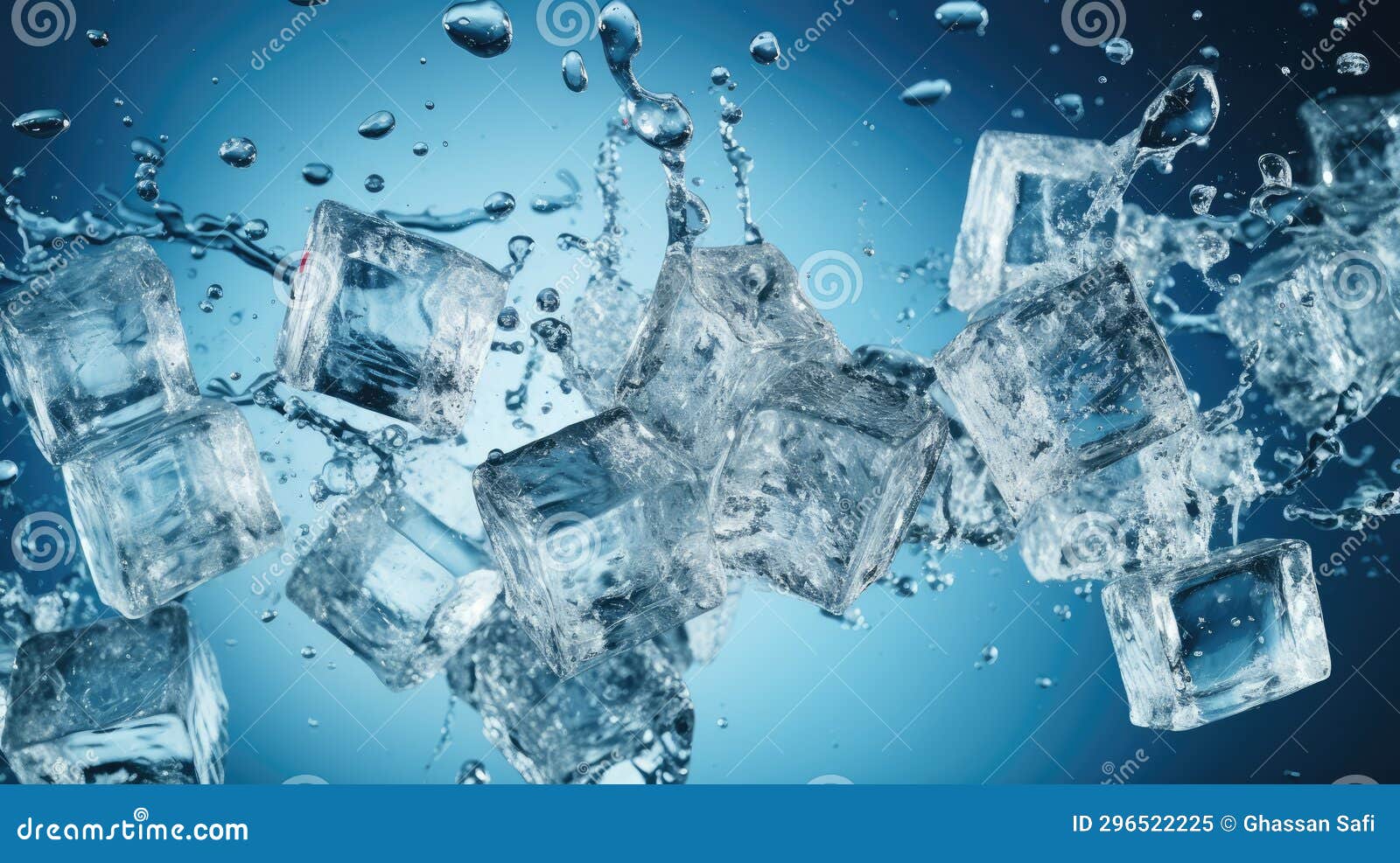 Ice Cubes in Clear Blue Water Stock Illustration - Illustration of ...