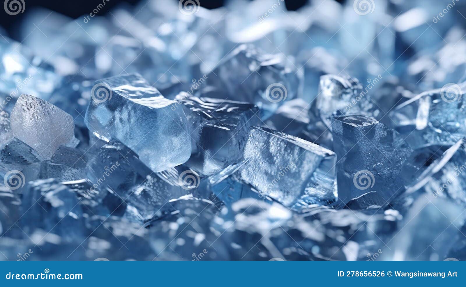 Set Of Ice Cubes And Crystals, Blue Frozen Blocks, Stalactites, Icicles ...