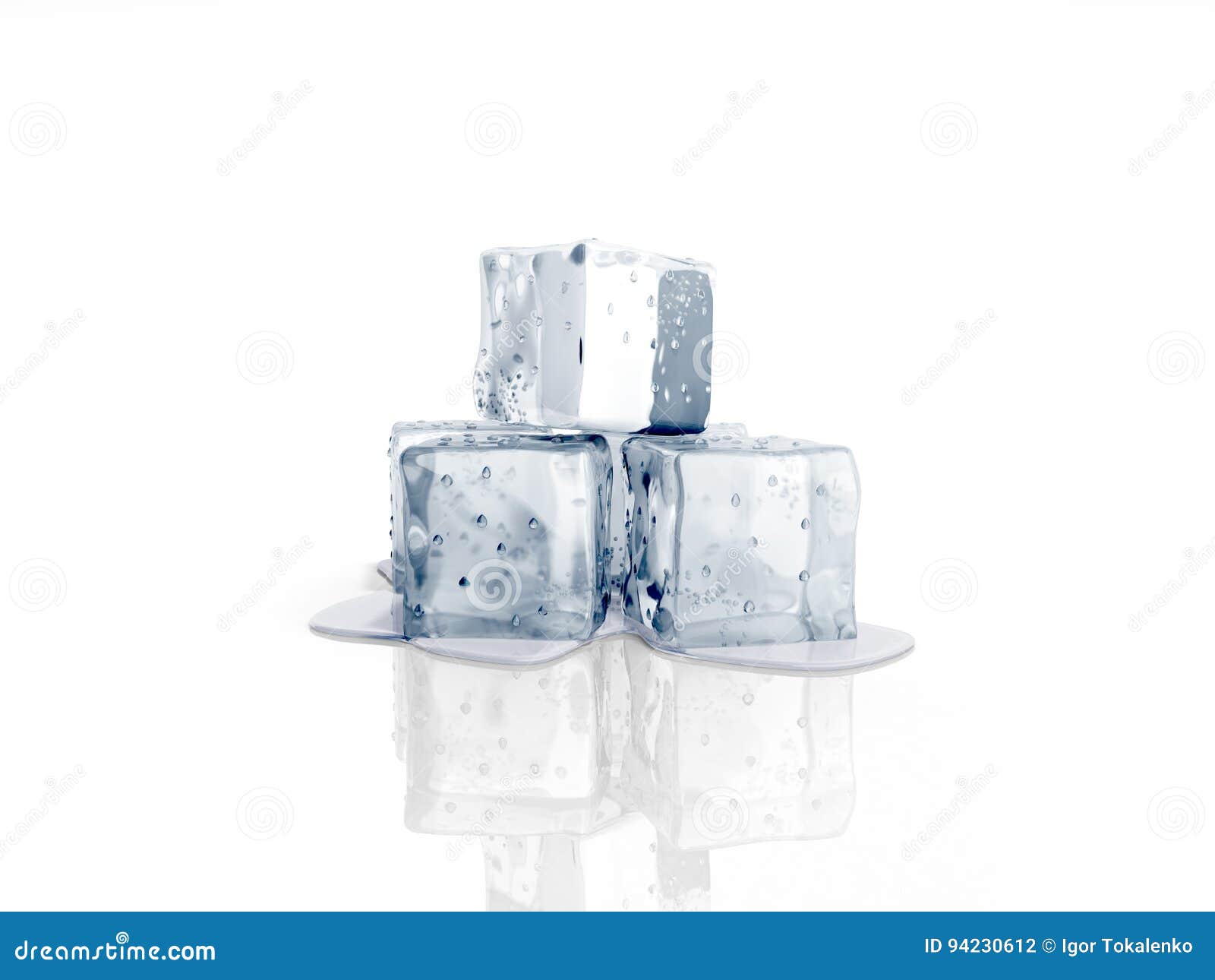 Ice Cubes 3d Render on White Background Stock Illustration ...