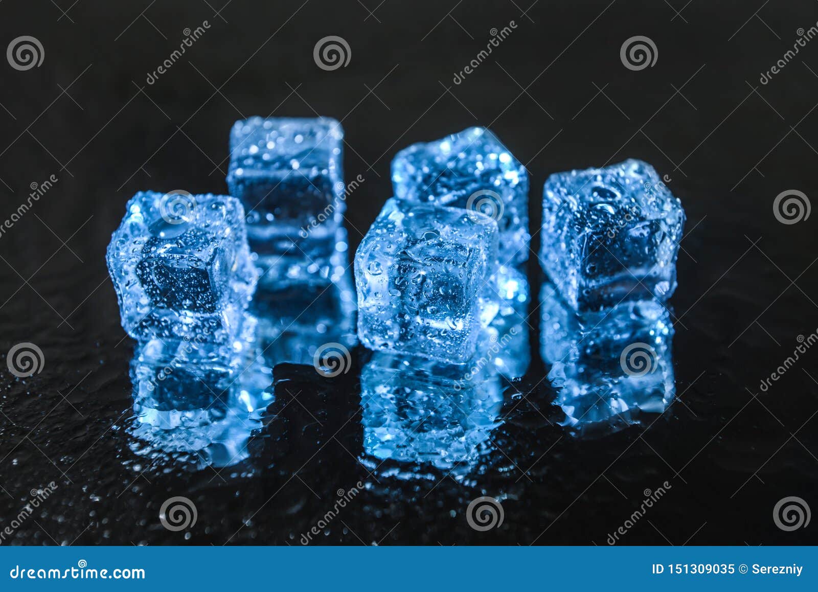 Ice Cubes on Dark Background Stock Image - Image of clear, frost: 151309035