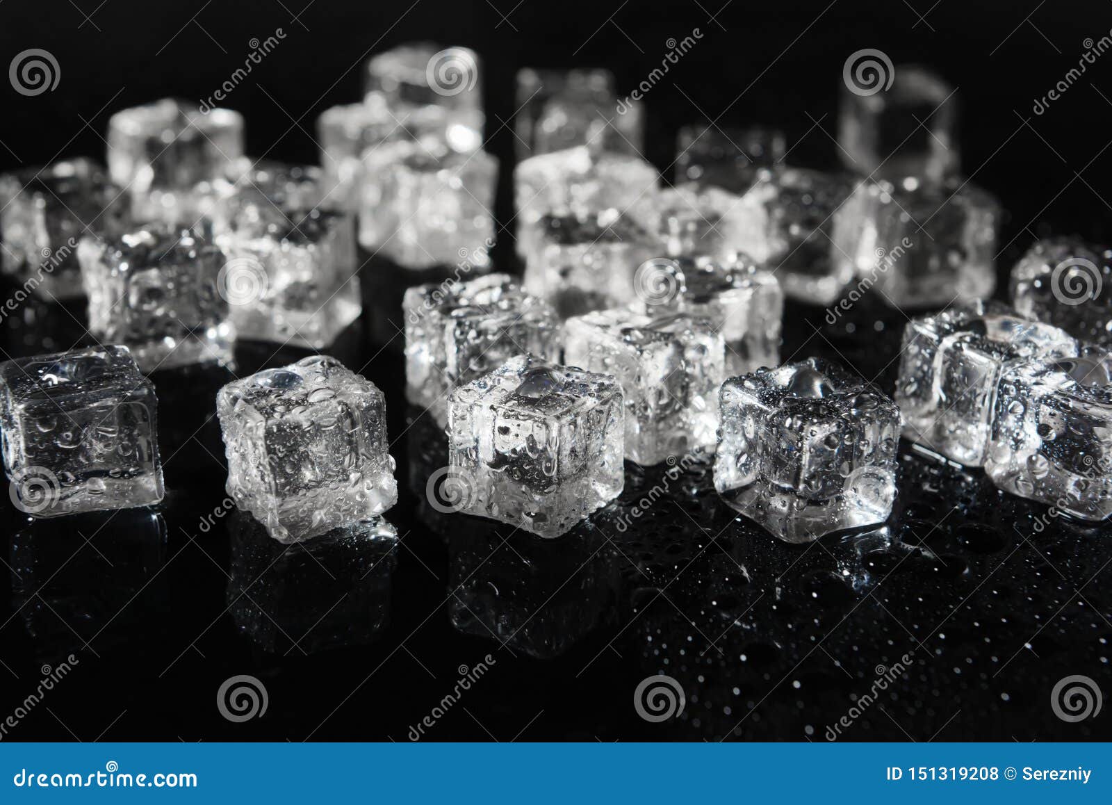 Ice Cubes on Dark Background Stock Photo - Image of cool, cold: 151319208