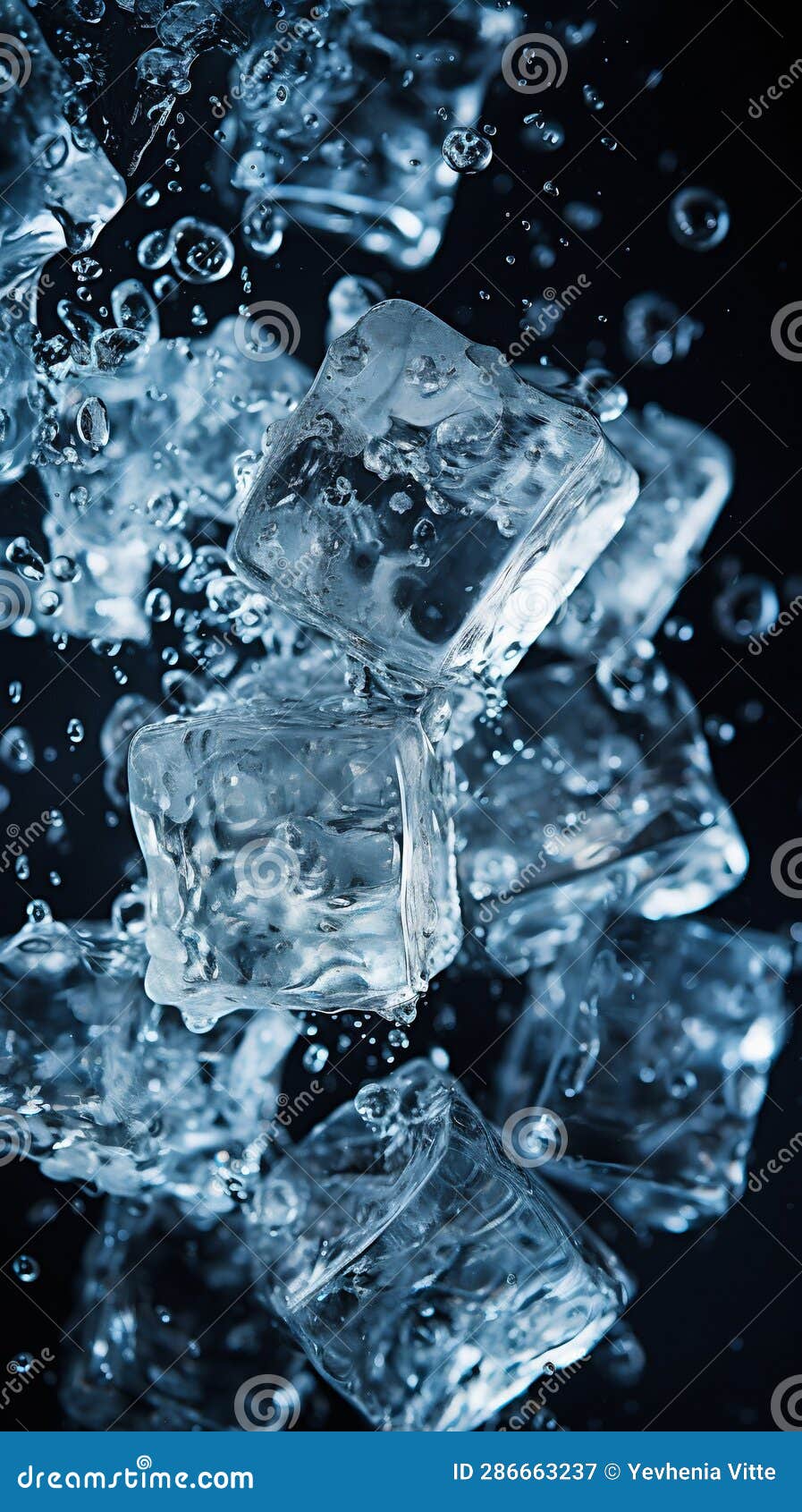 Ice Cubes on a Dark Background. Generative AI Stock Illustration ...