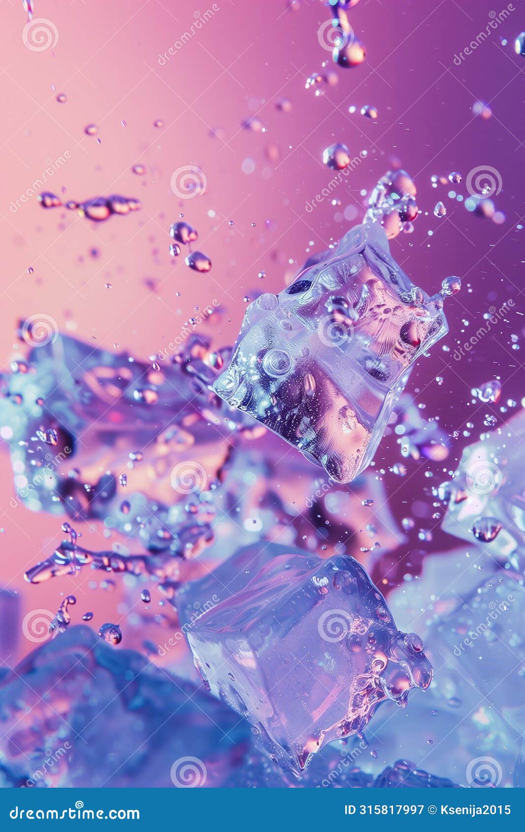 Ice Cubes Fall in Cold Water with Splash Stock Illustration ...