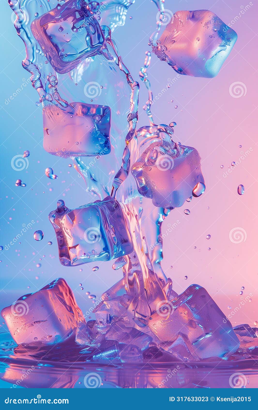 Ice Cubes Fall in Cold Water with Splash Stock Illustration ...