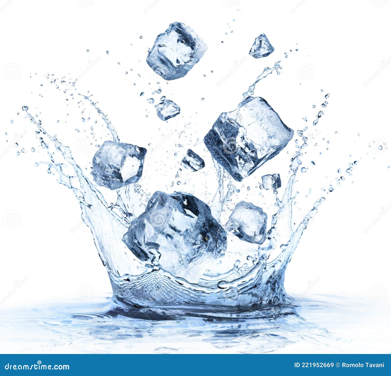 Ice Cubes Fall in Cold Water with Splash Stock Image - Image of drop ...