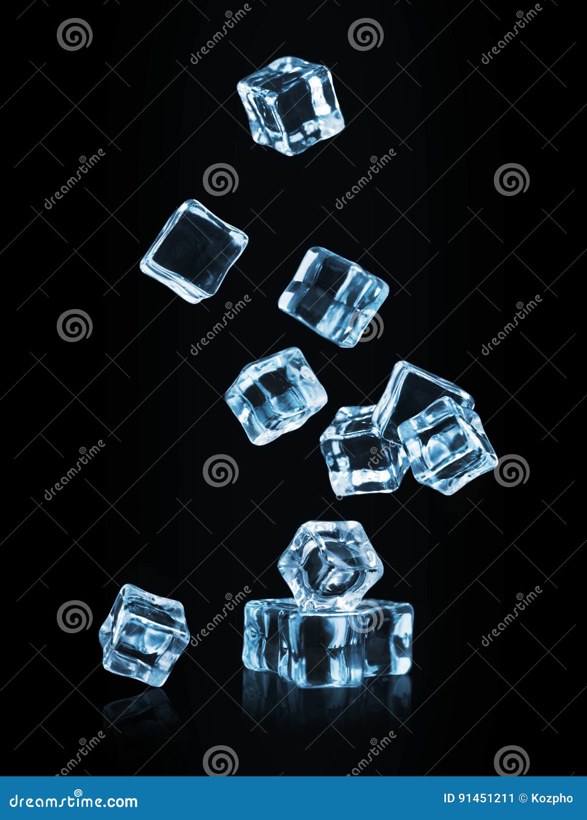 Ice Cubes Falling on Black Background Stock Image - Image of cubes ...