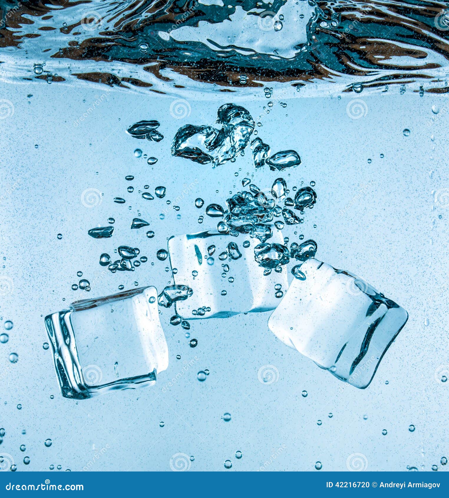 Ice Cubes Falling Under Water Stock Photo - Image of close, drinking ...