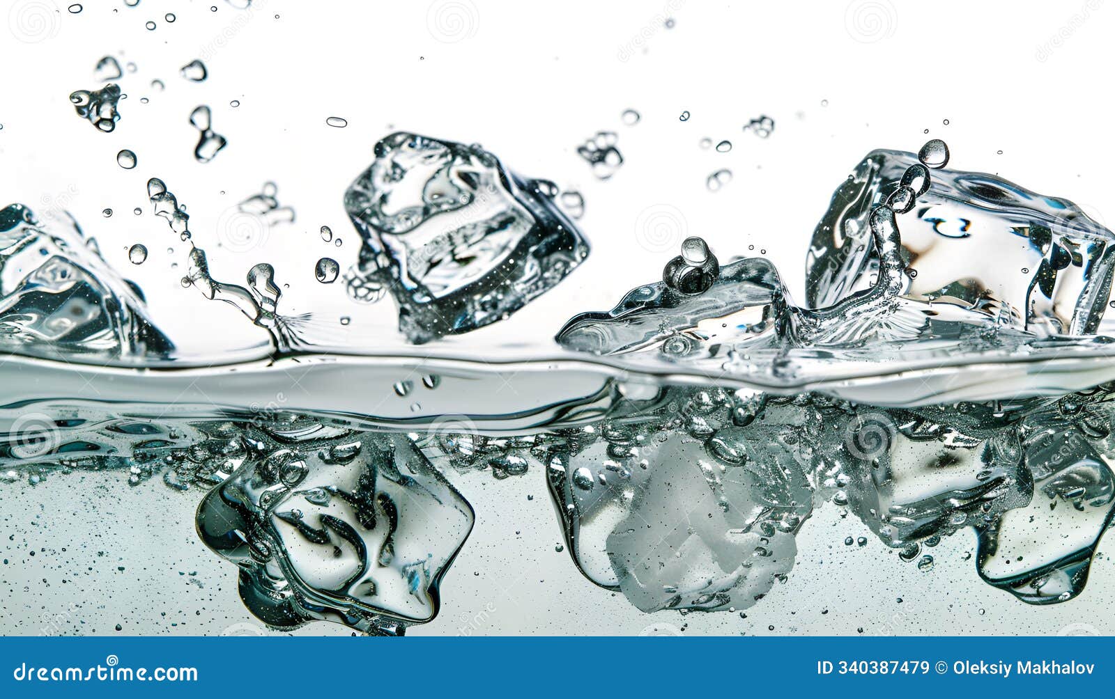 Ice Cubes Falling With A Dynamic Splash On A Serene Grey Background ...