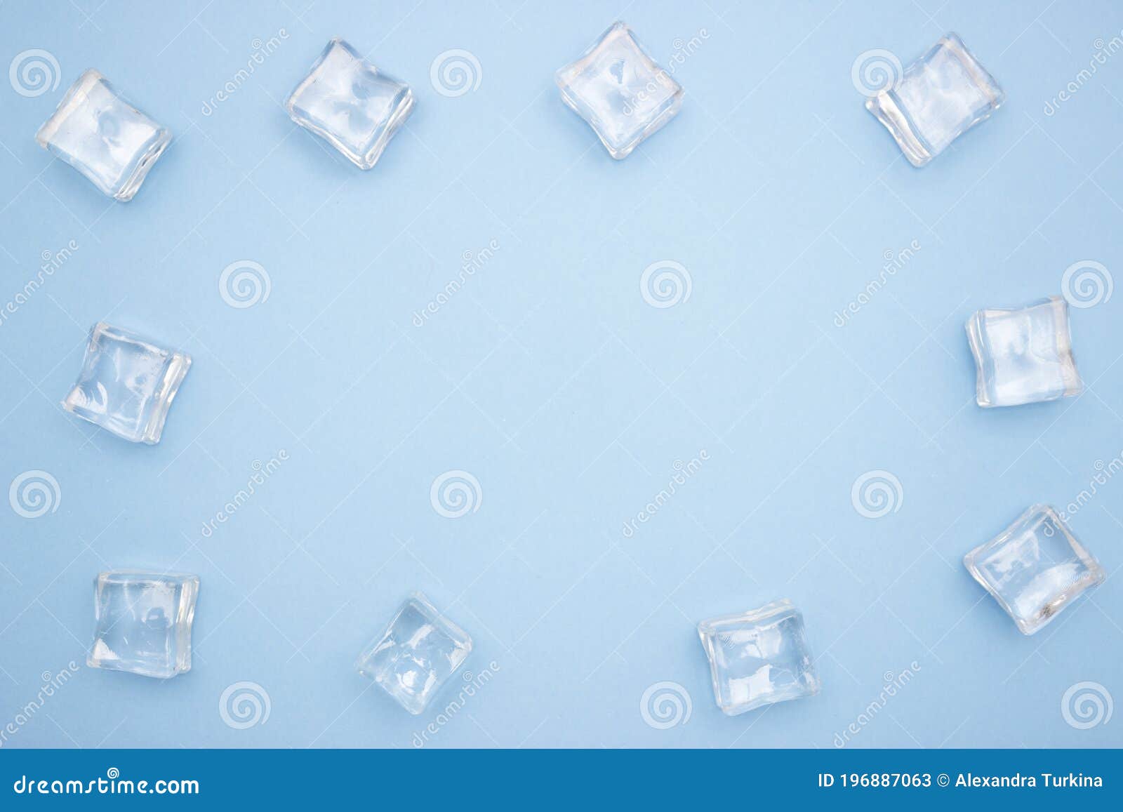 Ice Cubes in the Form of a Frame on a Blue Background. Free Space for ...