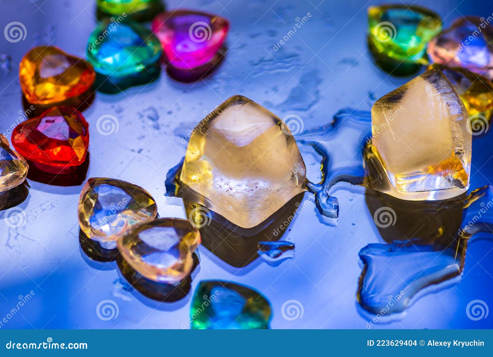 Ice cubes and gems stock photo. Image of faceted, clear - 223629404