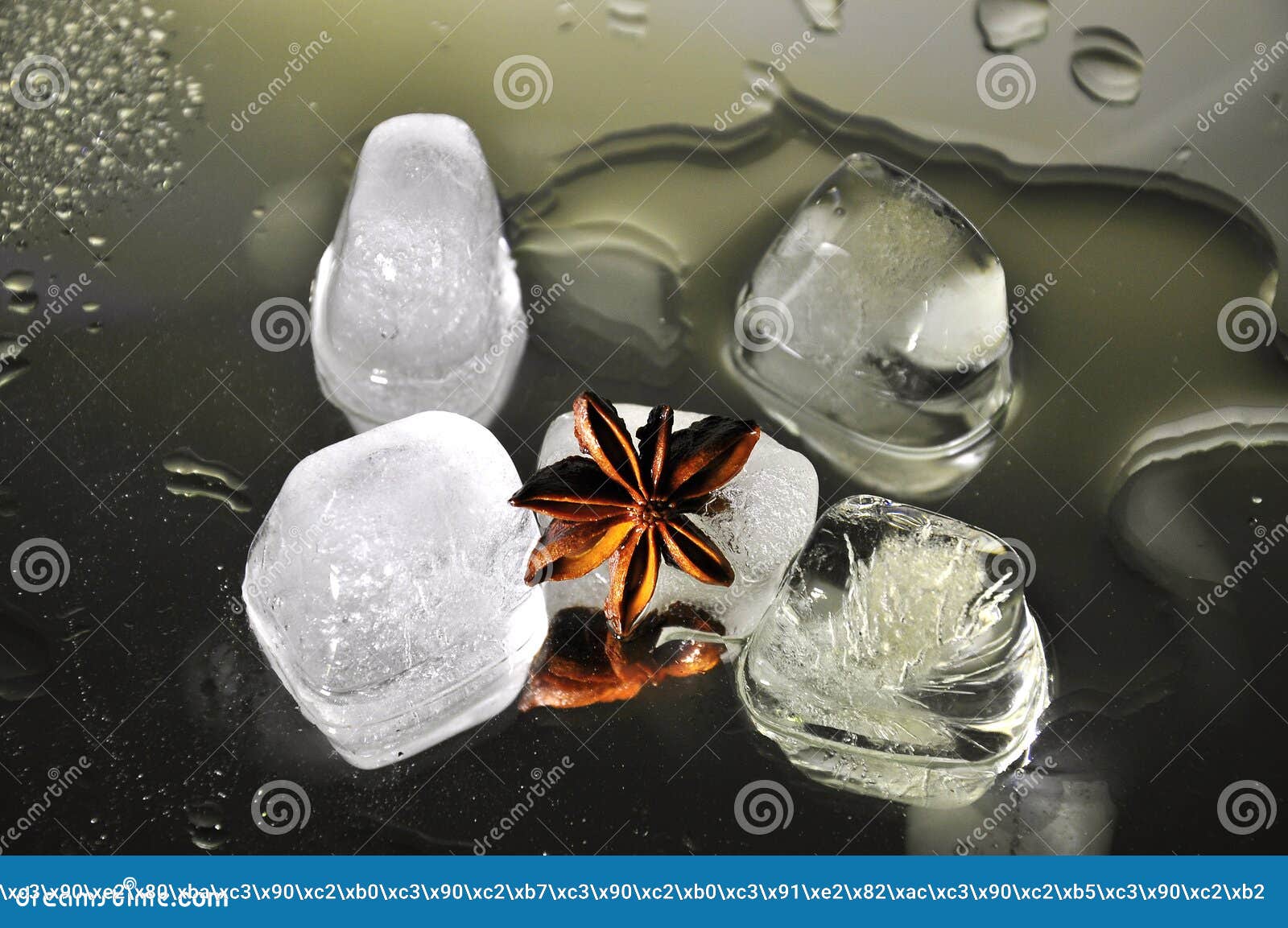 Ice Cubes on a Glass Surface and Aniseed Stars. Stock Photo - Image of ...