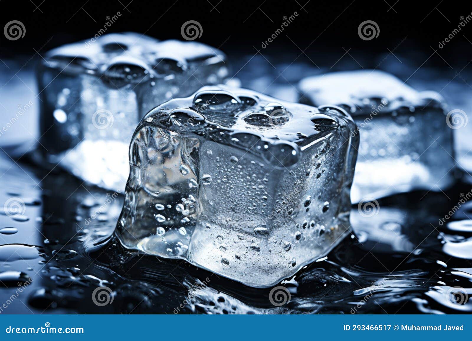 Ice Cubes Glisten with the Touch of Sparkling Water Droplets Stock ...