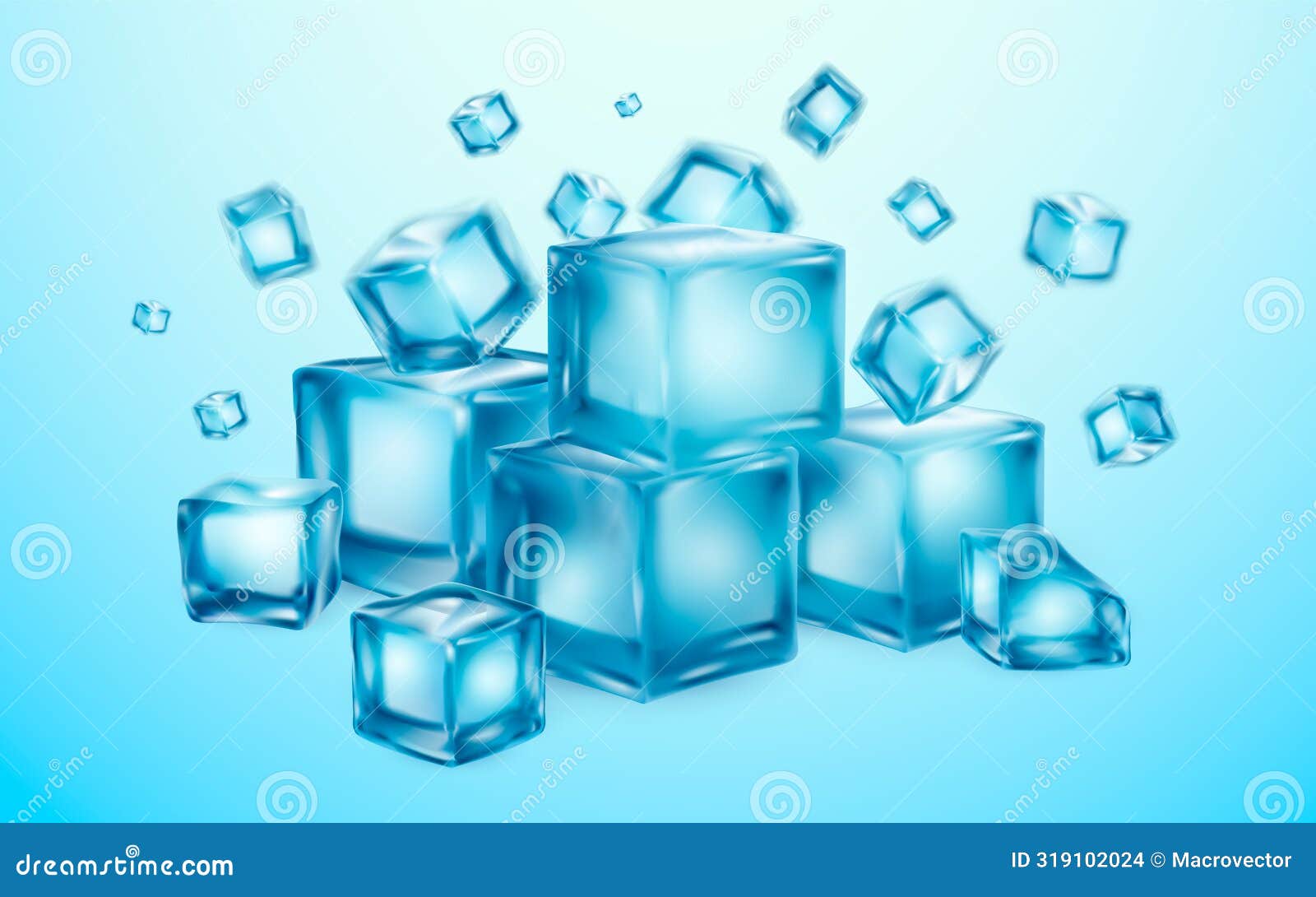 Ice Cubes Illustration in Realistic Style Stock Illustration ...