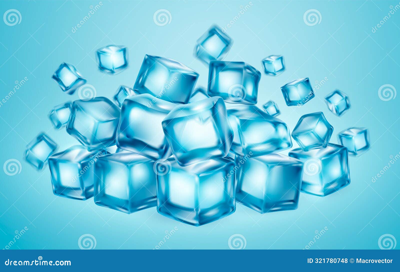 Ice Cubes Illustration in Realistic Style Stock Illustration ...