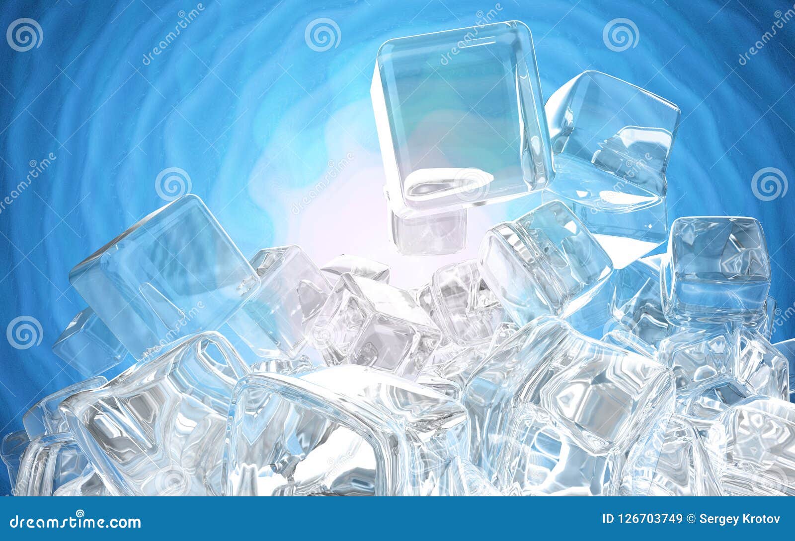 Ice Cubes Isolated On Blue Background 3d Illustration Stock ...