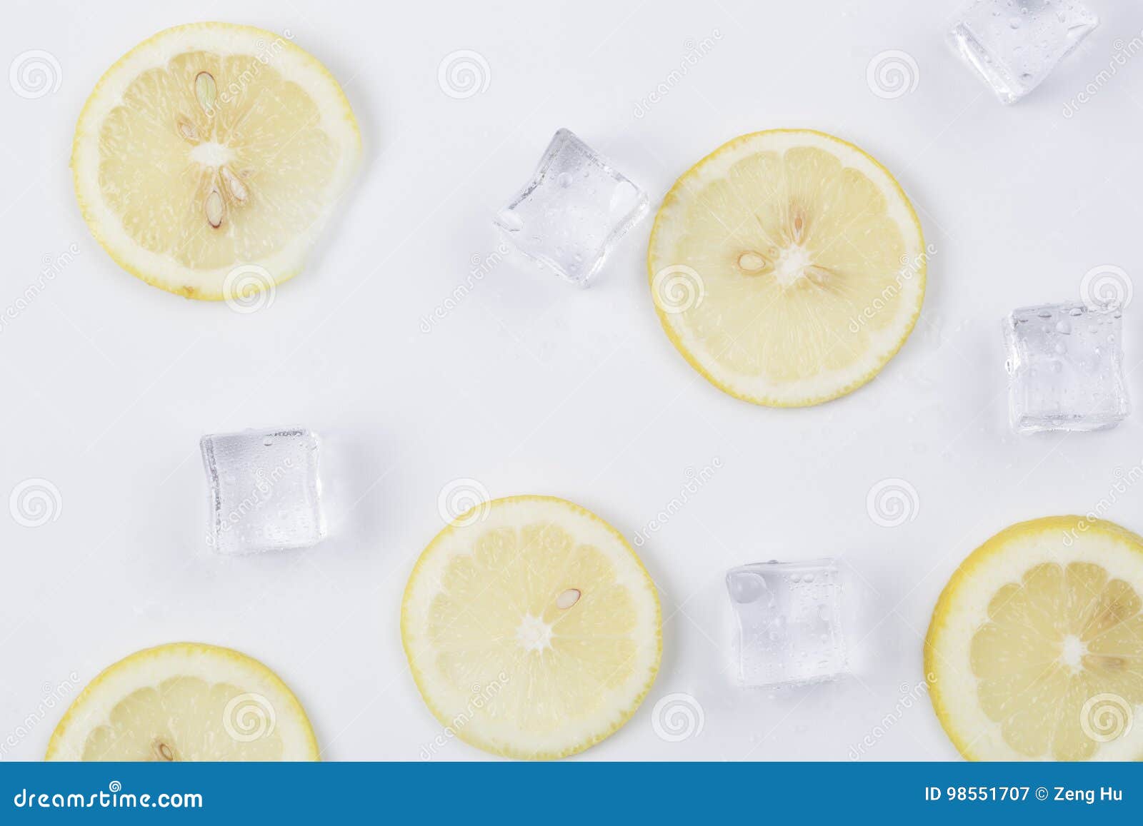 Ice cubes and lemon slices stock image. Image of white - 98551707