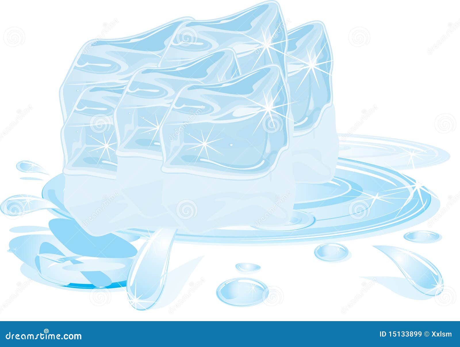 Ice Cubes Melting. Solid To Liquid Phase. Editable Clip Art. Cartoon ...