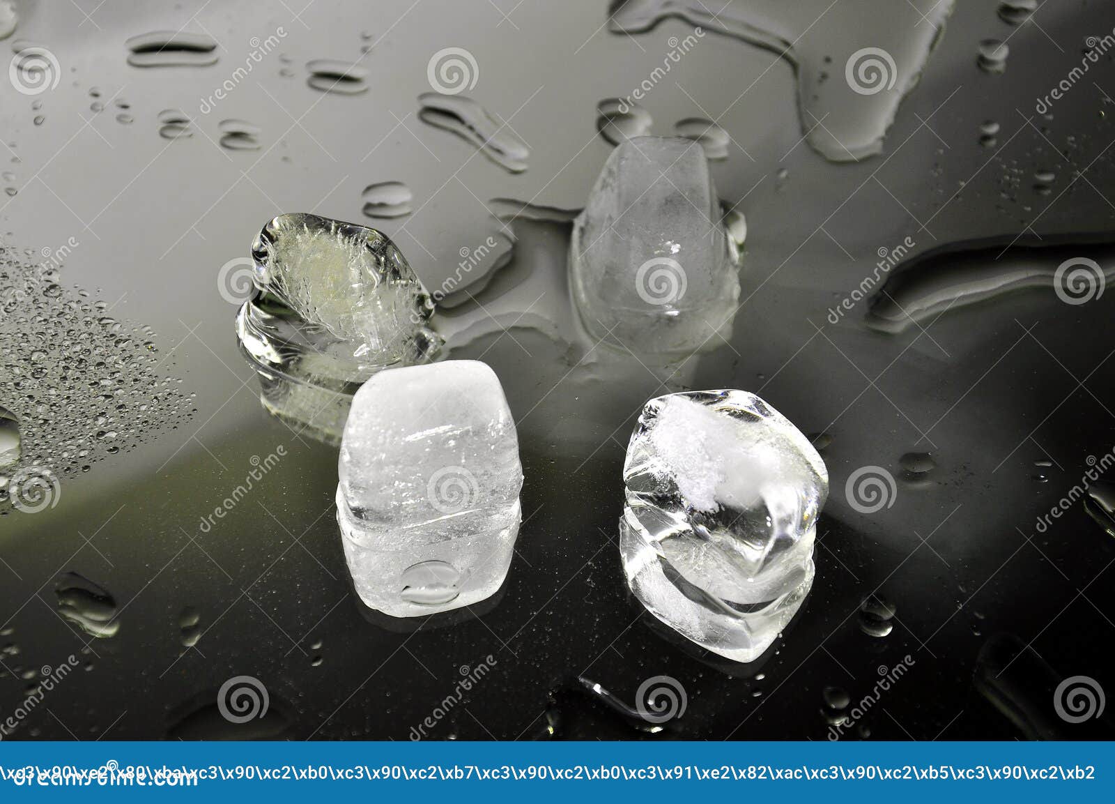 Ice Cubes on a Mirror Surface. Stock Image - Image of smooth ...