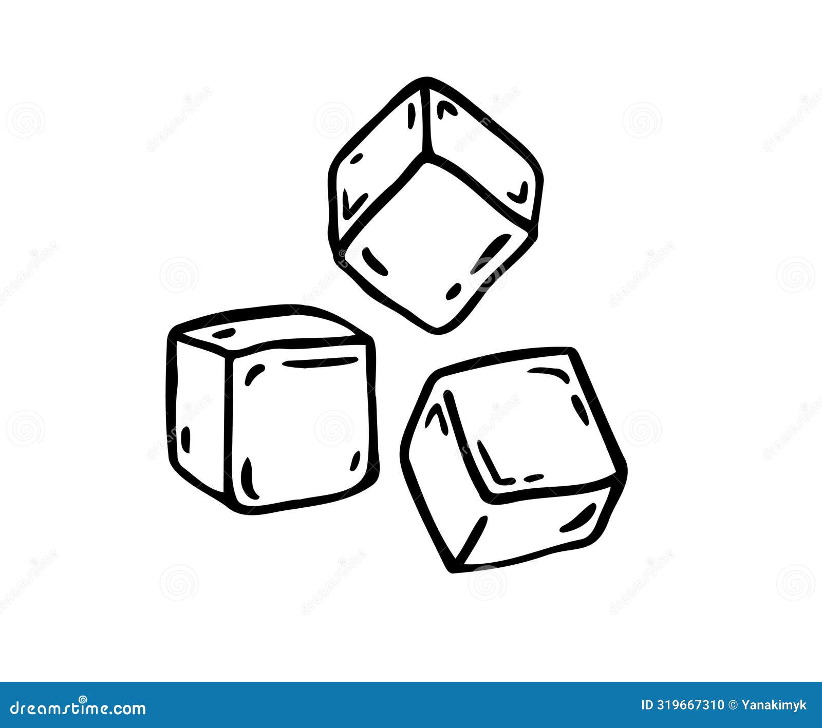 Ice Cubes Outline Doodle Isolated Stock Vector - Illustration of line ...