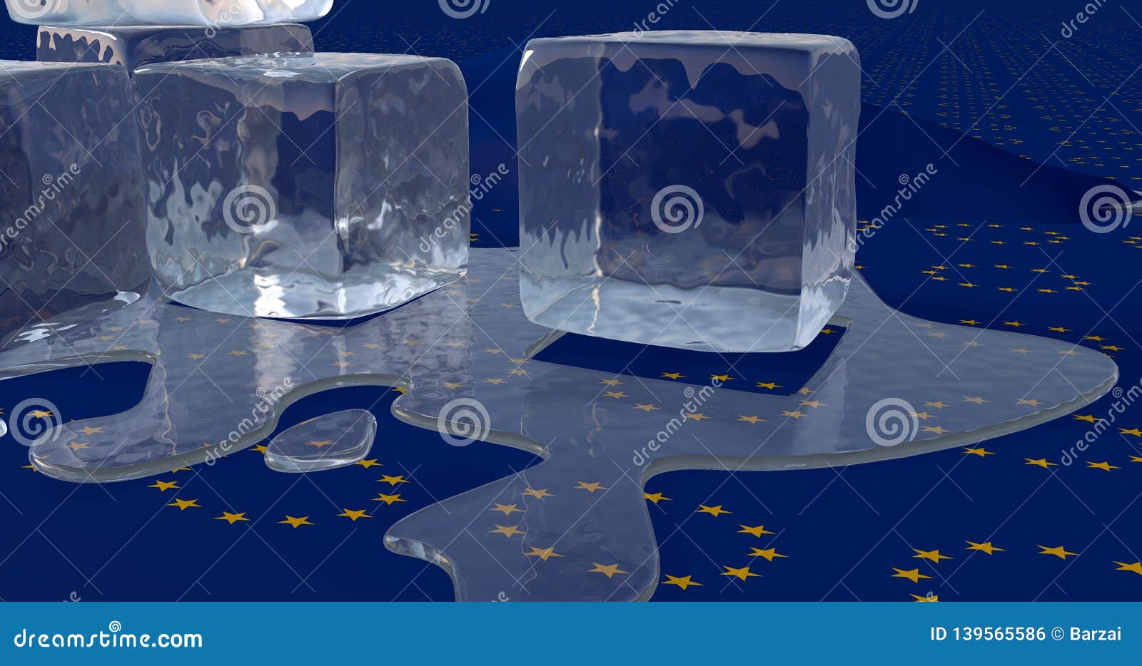 Ice Cubes Over a European Flag. Stock Illustration - Illustration of ...