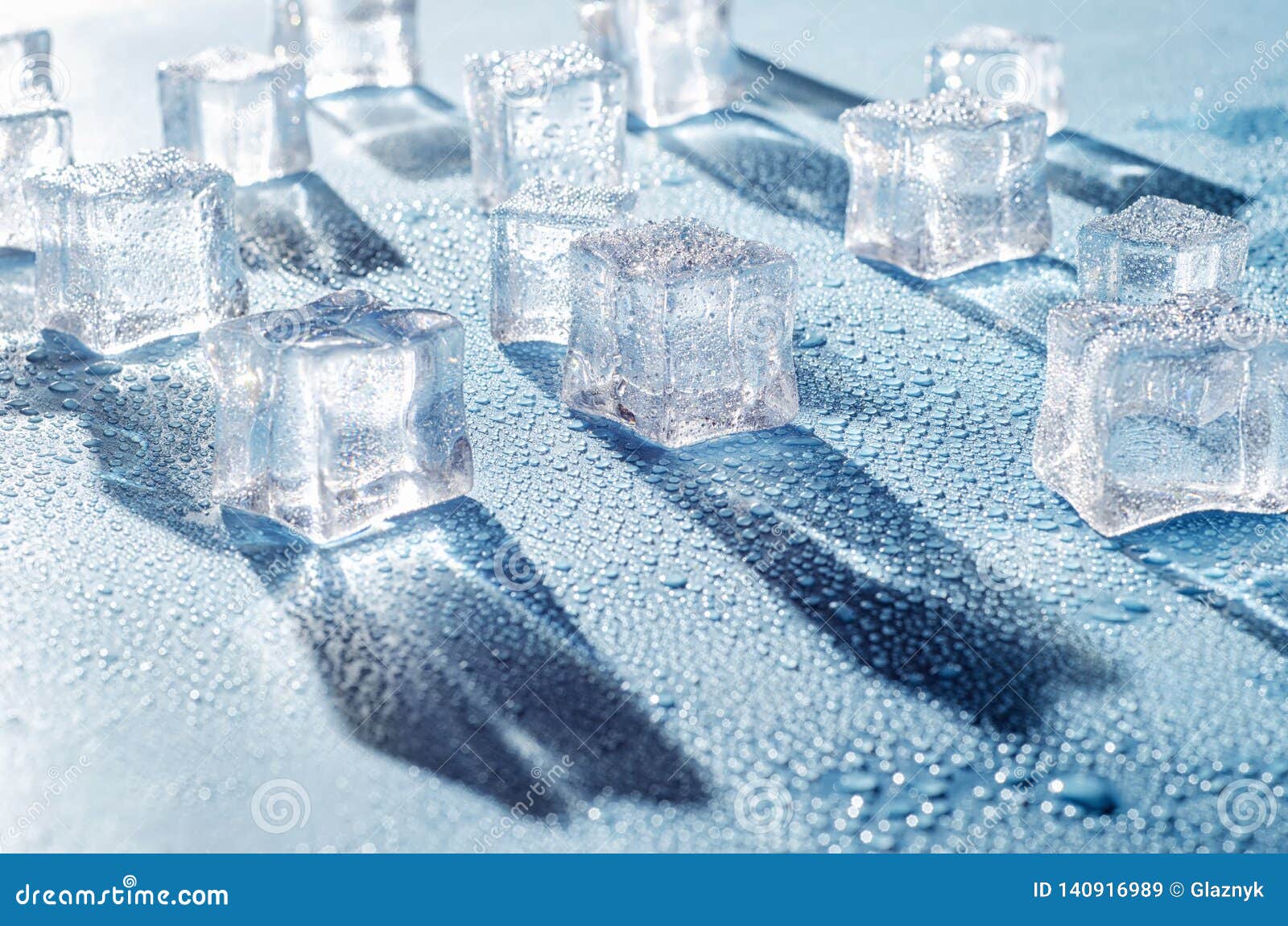 Ice Cubes with Pastel Blue Background Stock Image - Image of ...